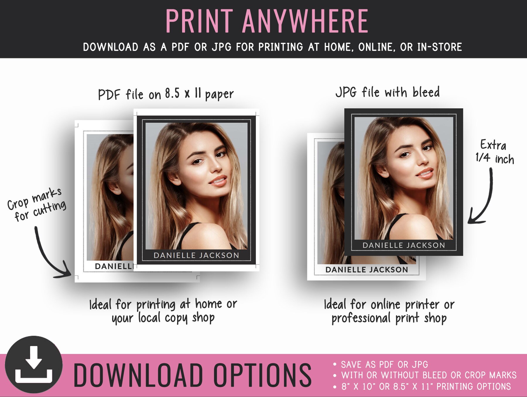 Silver Frame | Acting Headshot Template | 8x10 Headshot Template ...