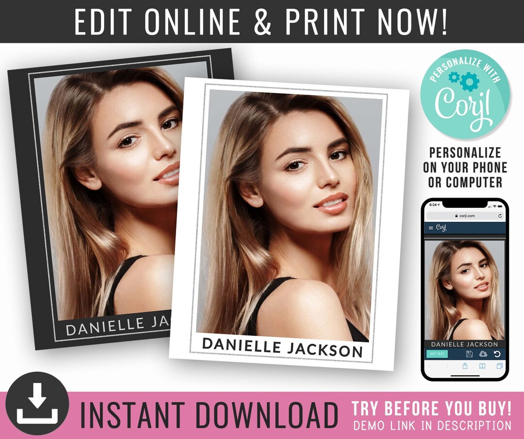 Silver Frame | Acting Headshot Template | 8x10 Headshot Template ...