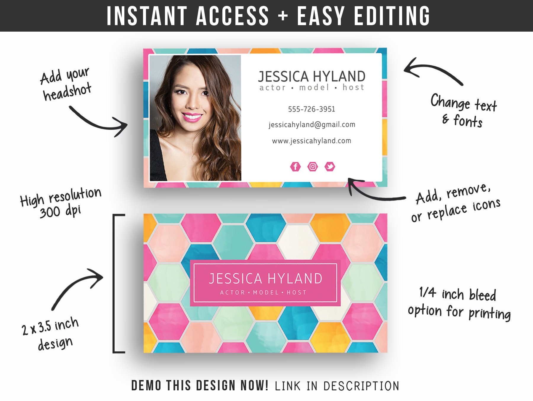 Actor Business Card | Photo Business Card | Actor's Calling Card ...