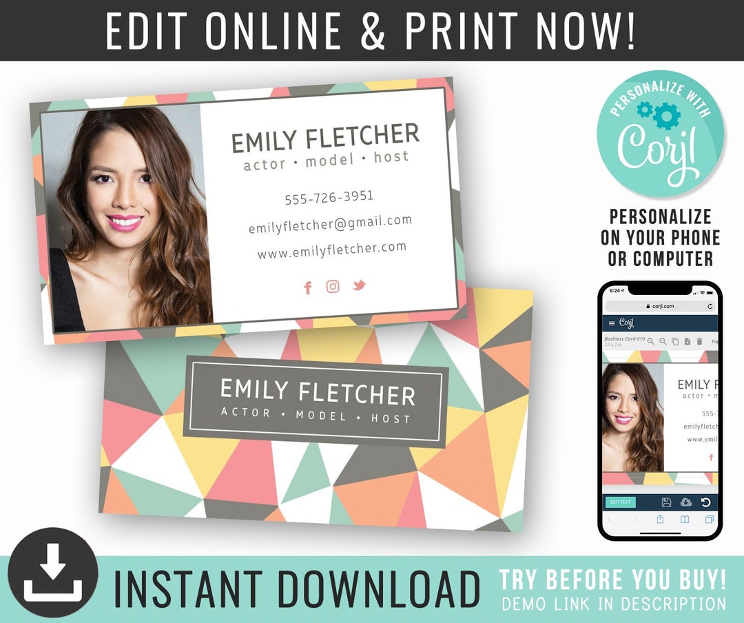 Actor Business Card | Photo Business Card | Actor's Calling Card ...