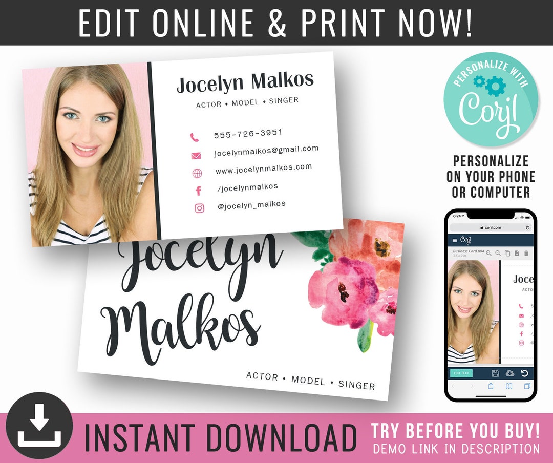 Actor Business Card | Photo Business Card | Actor's Calling Card ...