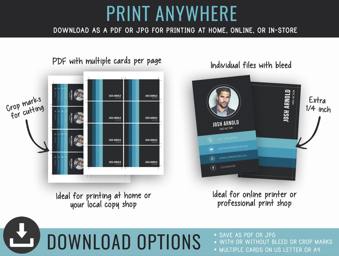 Actor Business Card Photo Business Card Actor's Calling Card Acting ...