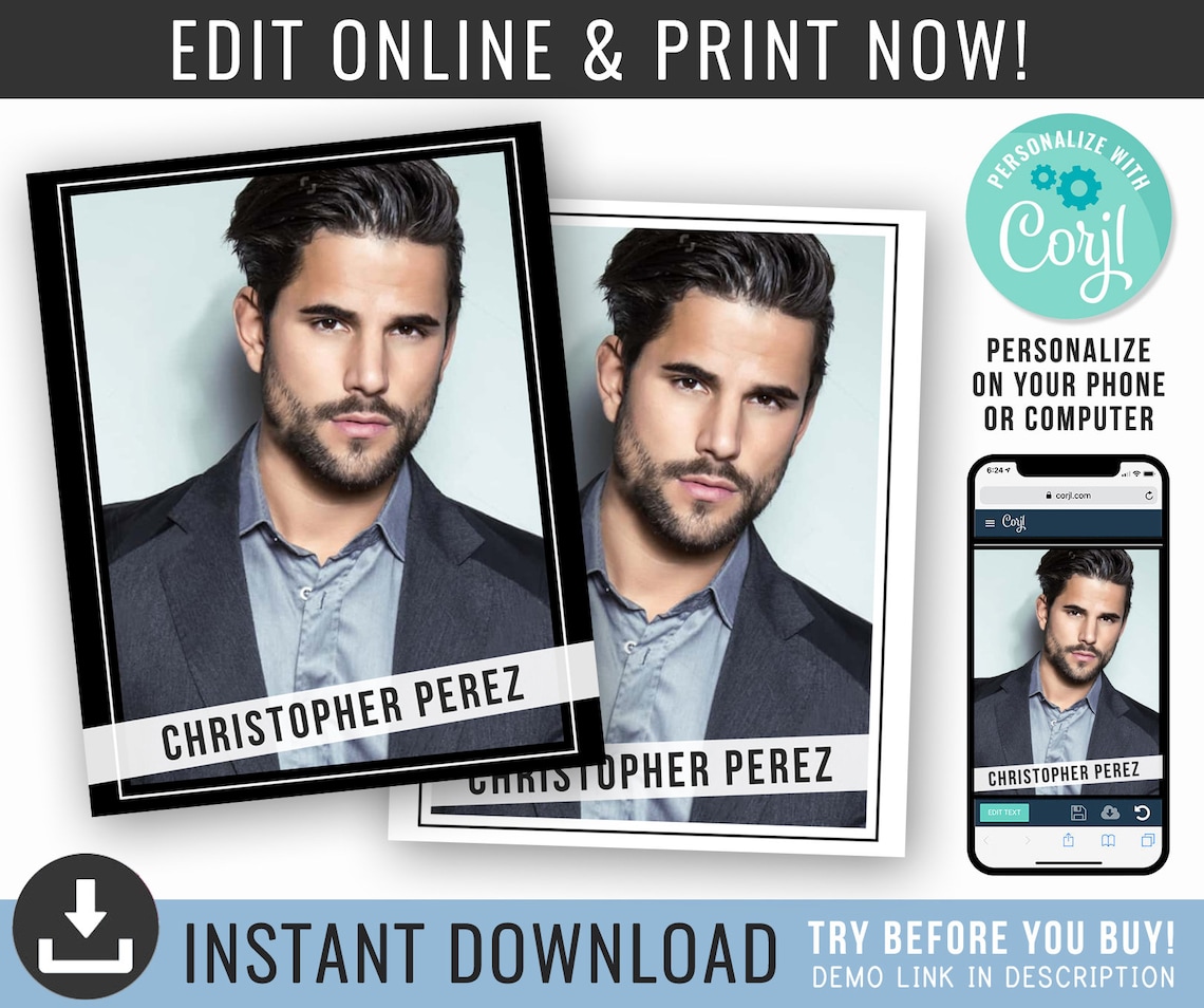 Acting Headshot Template | 8x10 Headshot Template | Actor Headshot ...