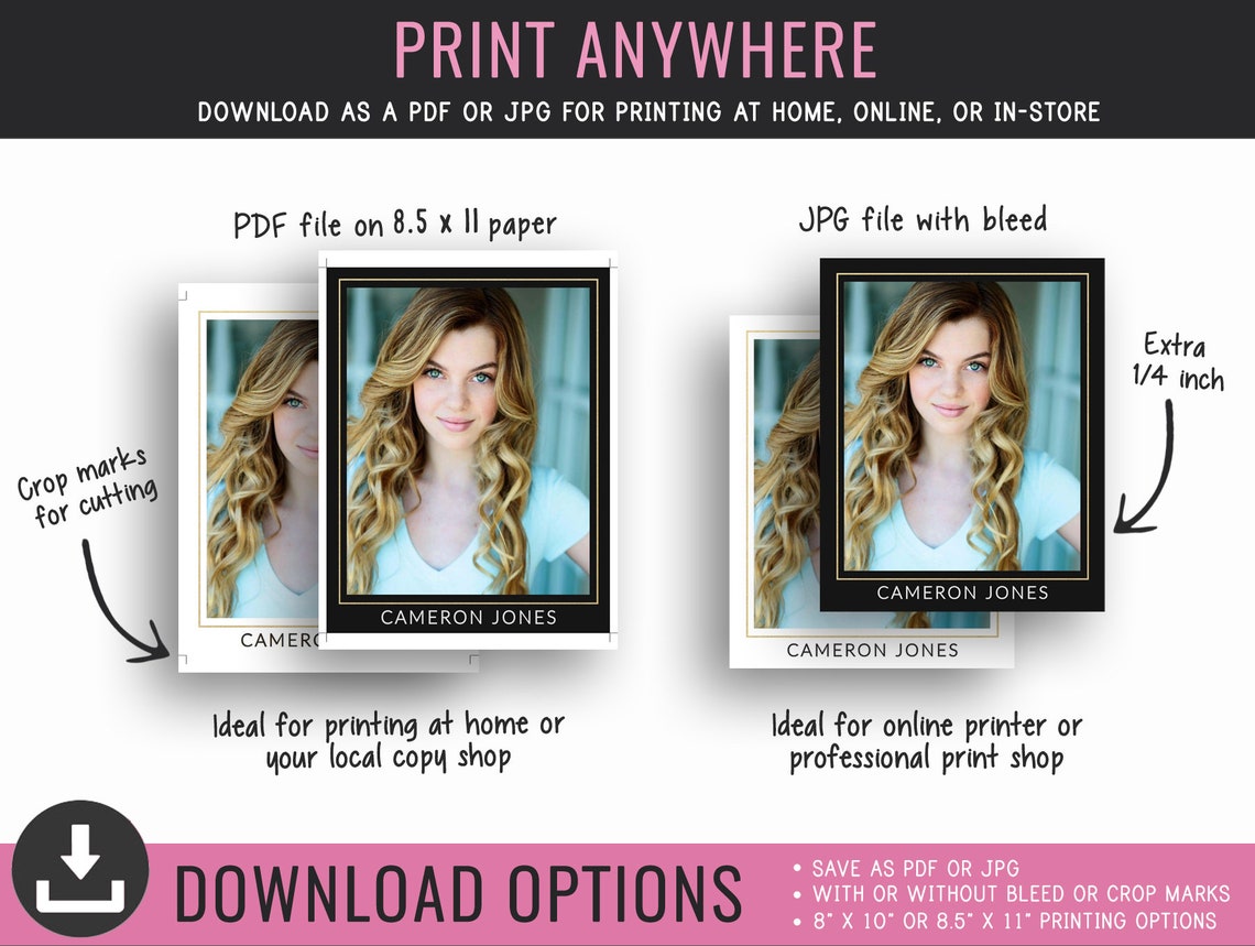 Gold Frame | Acting Headshot Template | 8x10 Headshot Template | Actor ...