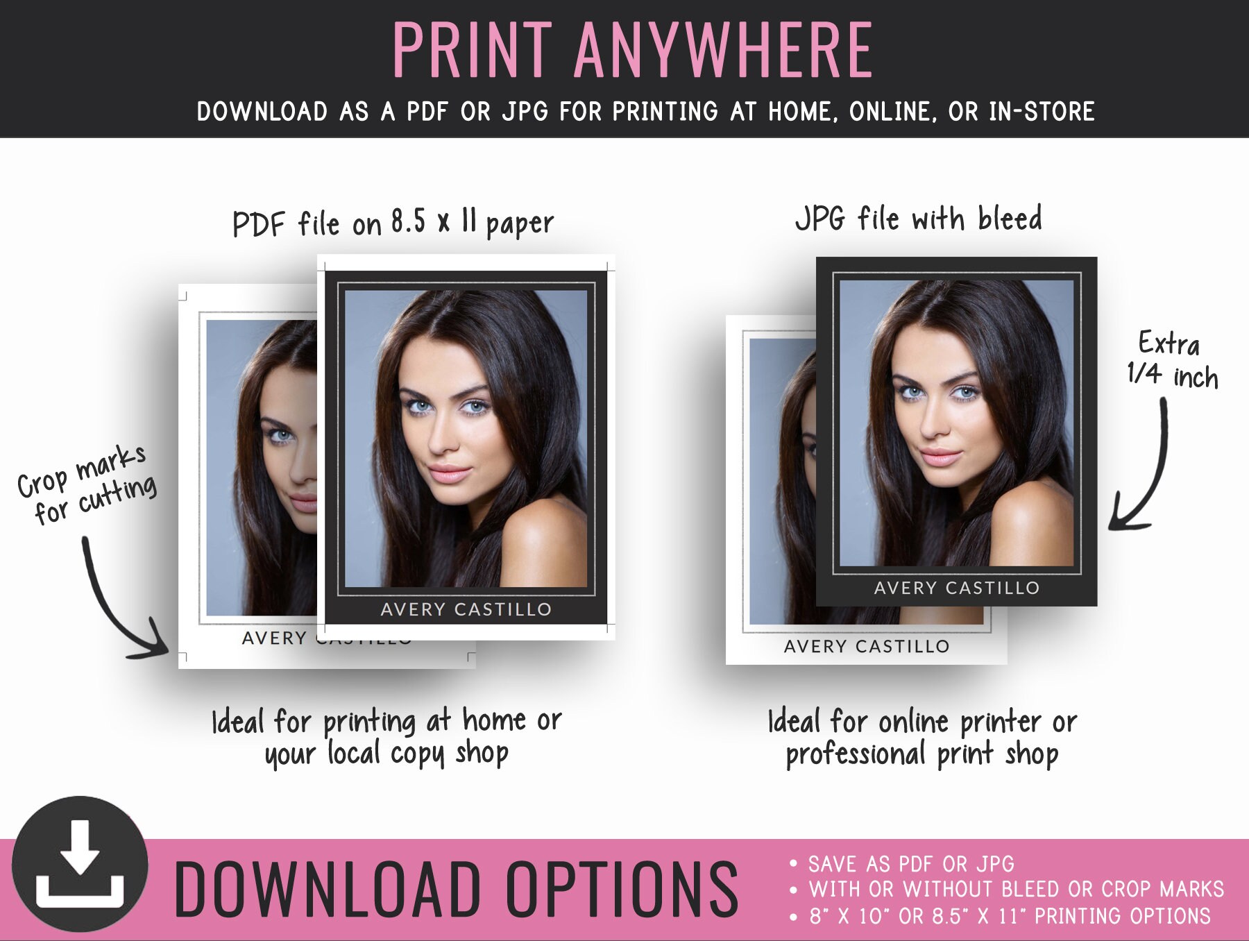 Silver Frame Acting Headshot Template 8x10 Headshot Template Actor ...
