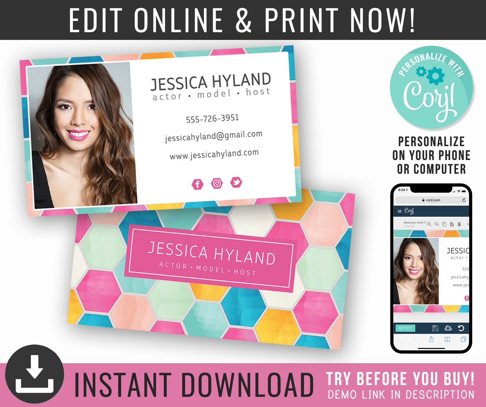 Actor Business Card | Photo Business Card | Actor's Calling Card ...