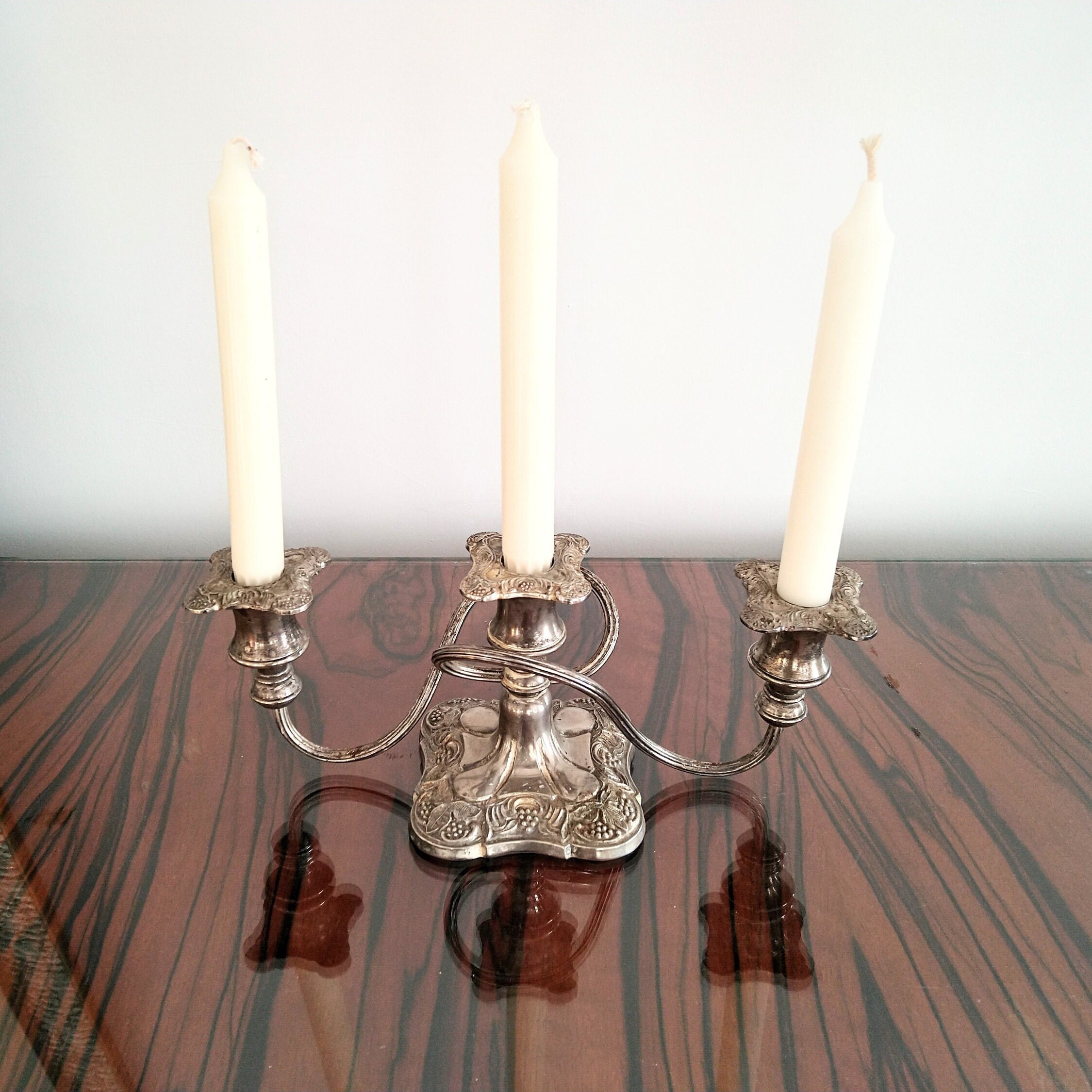 Beautiful Antique Downton Abbey Style Silver Plated Caldlestick Holder ...
