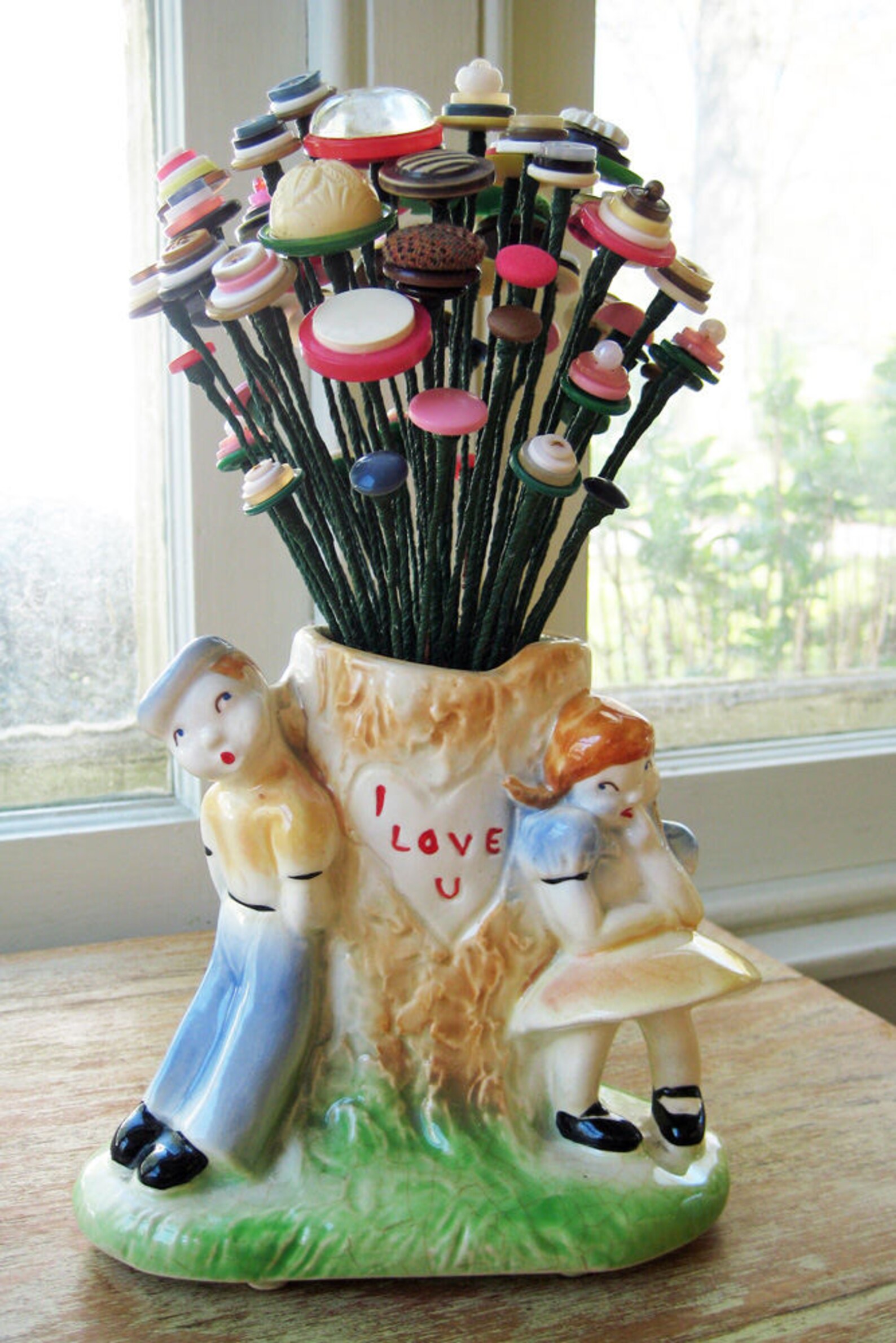 Vintage Button Bouquet: "i Love U" - Etsy