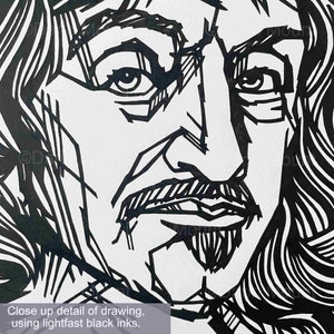 RENÉ DESCARTES Original Ink Drawing, Large Scale Artwork, Philosophy ...
