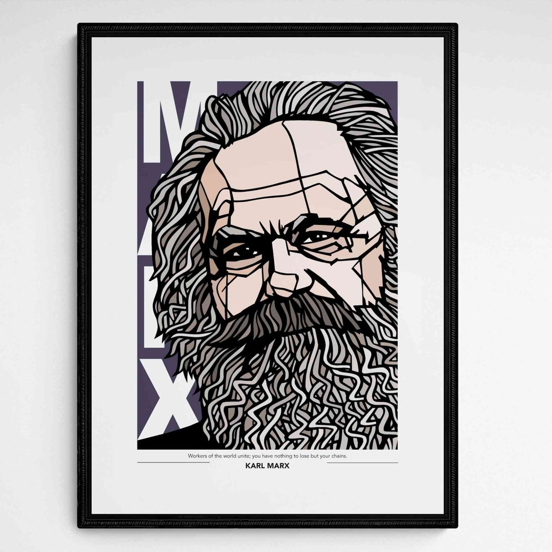 Karl Marx Art Print, Option to Add Your Favourite Quote, Marxism, Karl ...