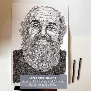 RAM DASS Original Pencil Drawing, Large Scale Artwork, Fits Within ...
