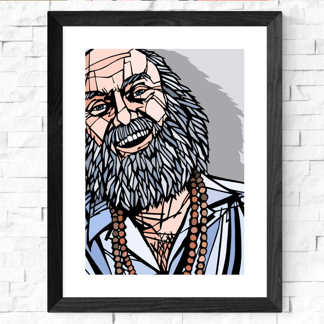 Ram Dass Art Print, Spiritual Leader Portrait, Available in 3 Sizes ...
