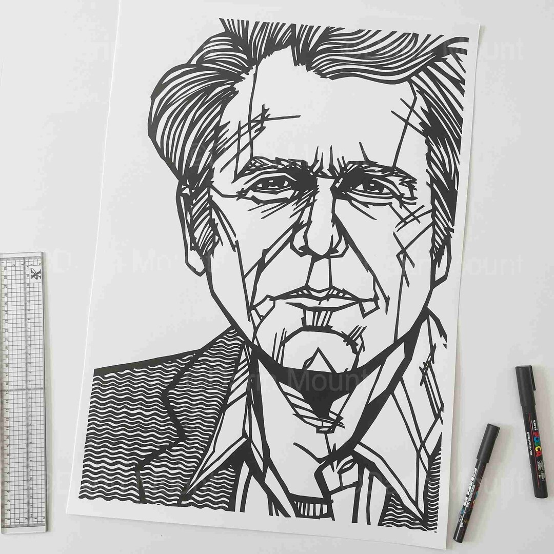 DON DELILLO Original Ink Drawing, Large Scale Artwork, Author Gift ...