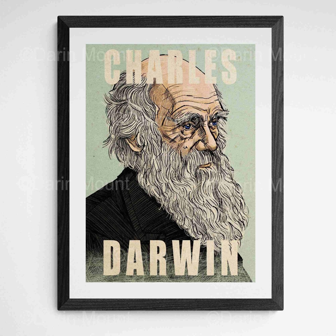 CHARLES DARWIN Print, Option to Add Favourite Quote, Vintage Aesthetic ...