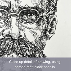 FRIEDRICH NIETZSCHE Original Pencil Drawing, Large Scale Artwork, Fits ...