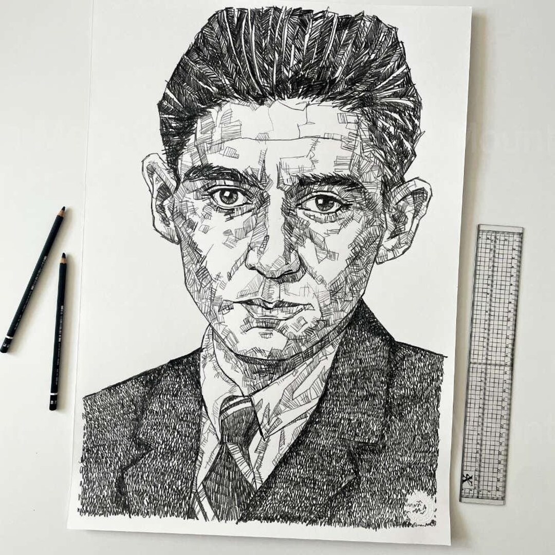FRANZ KAFKA Original Pencil Drawing, Fits Within Standard Frame ...