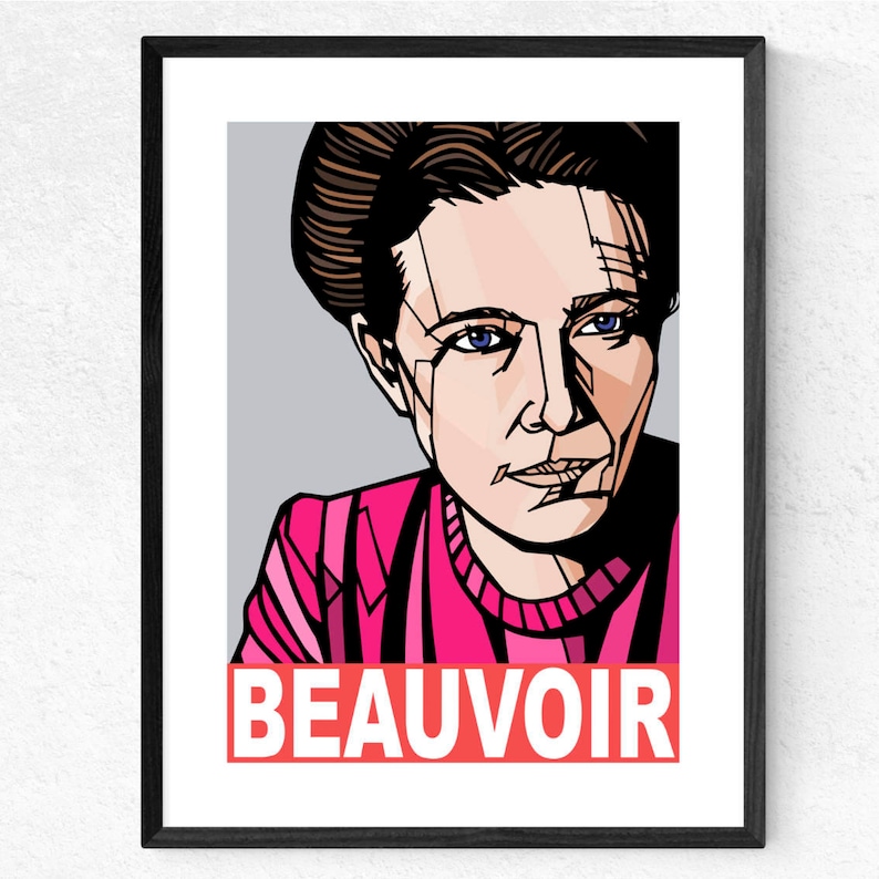 Simone De Beauvoir Art Print | Typography Print | Famous Writers ...