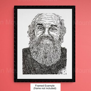 RAM DASS Original Pencil Drawing, Large Scale Artwork, Fits Within ...