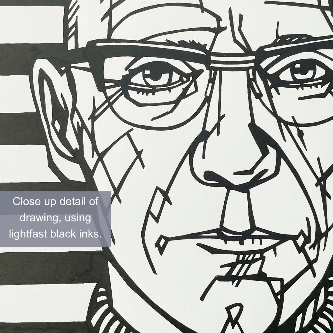 MICHEL FOUCAULT Original Ink Drawing, Large Scale Original Artwork ...