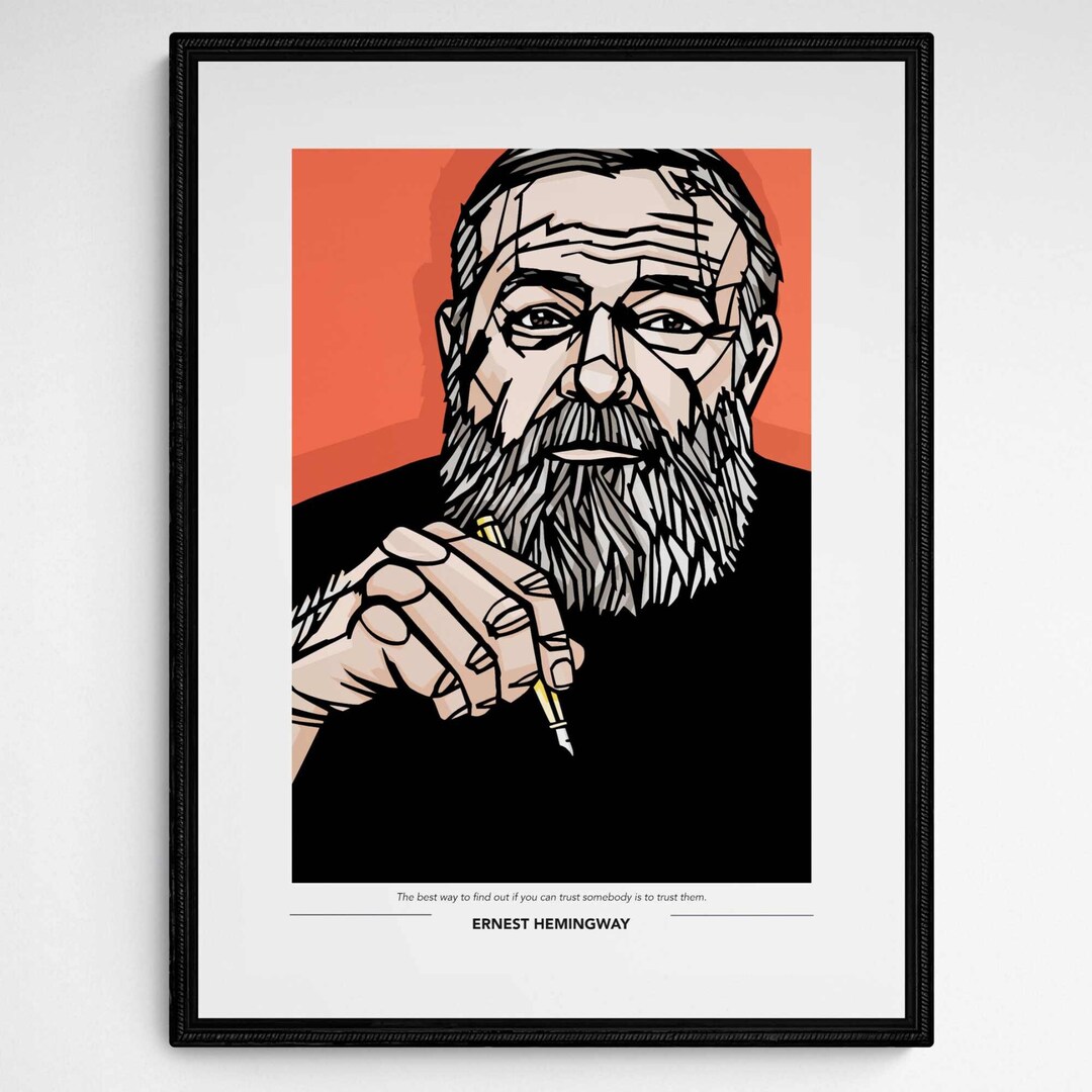 ERNEST HEMINGWAY Wall Print, Customised Art Print, Option to Add Your ...