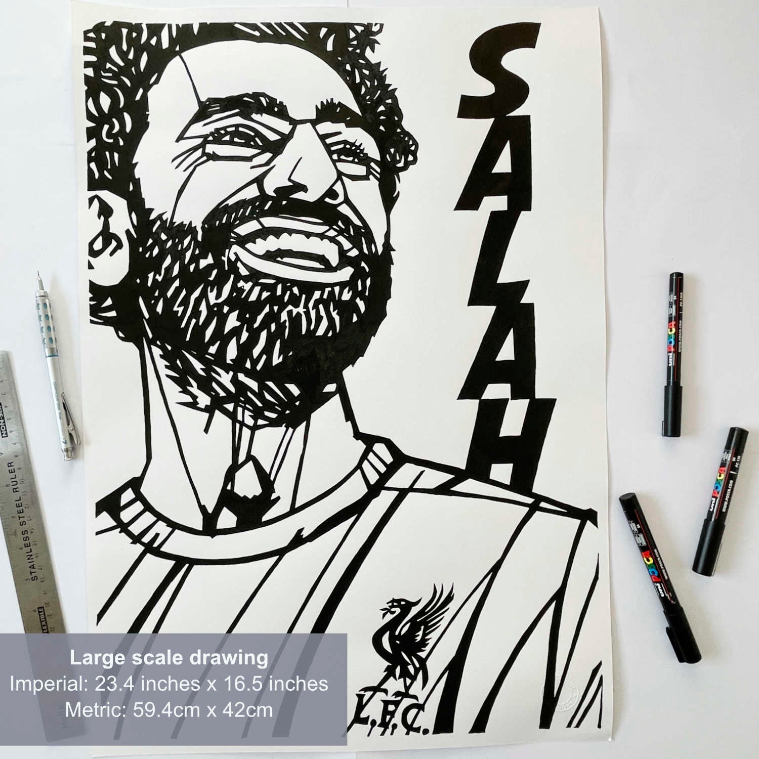 MO SALAH Original Ink Drawing Large Scale Original Artwork - Etsy