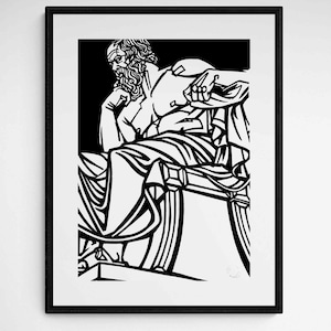 SOCRATES Large Scale Original Ink Drawing, Black and White Artwork ...