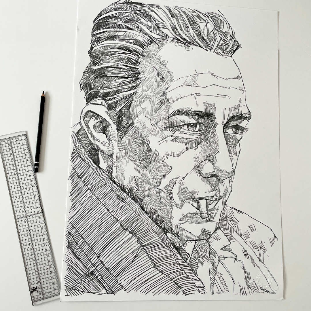 ALBERT CAMUS Original Pencil Drawing, Large Scale Artwork, Author Gift ...
