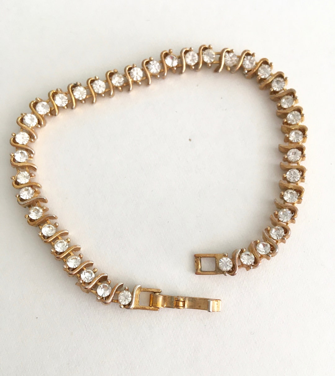 Elegant Rhinestone and 14K GP Bracelet - Etsy