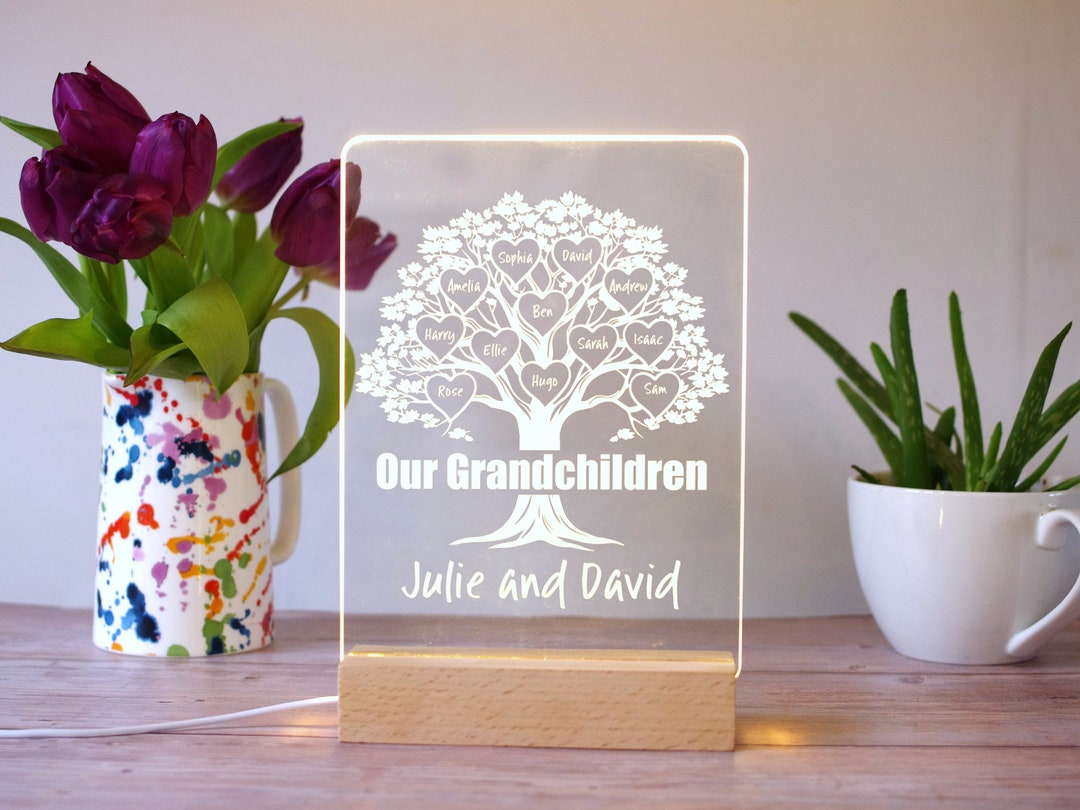 Personalised Family Tree Lamp. Unique Mothers Day Gift. Light up Art ...