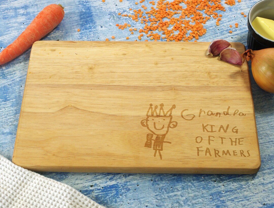 Fathers Day Personalised Wooden Bread Board for Grandad. Engraved With ...
