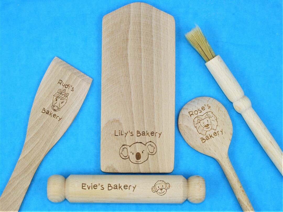 Engraved Baking Sets for Kids. Personalised With Child's Name & Cute ...