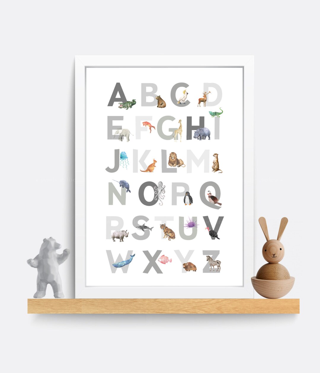 Animal Alphabet Print, Nursery Print, Nursery Wall Art, Children's ...