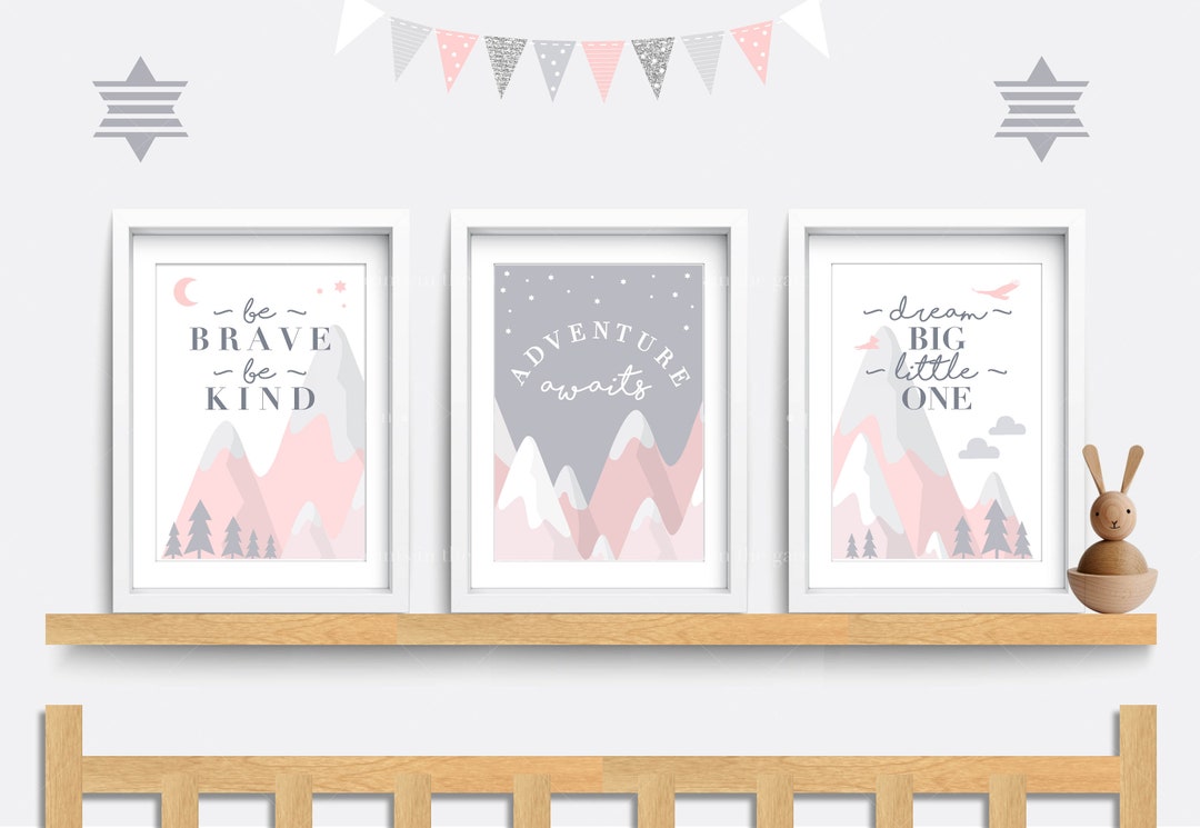 Be Brave Be Kind Print, Nursery Wall Art, Mountain Nursery Decor ...
