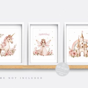 Unicorn Nursery Print, Nursery Wall Art, Set of 3 Prints, Fairy ...