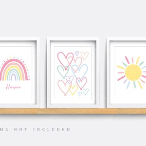 Rainbow Nursery Print, Heart Wall Art, Pink Nursery Decor, Sunshine ...