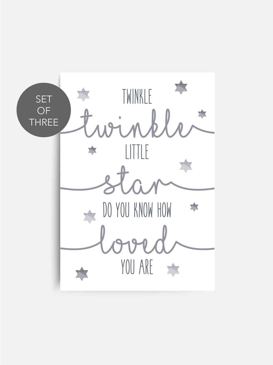 Nursery Wall Art Set of 3 Star Prints Twinkle Twinkle Little | Etsy UK