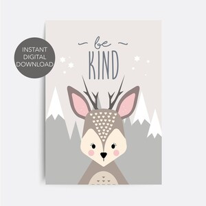 Woodland Nursery Wall Art, Set of 6 Animal Digital Downloads, Be Brave ...