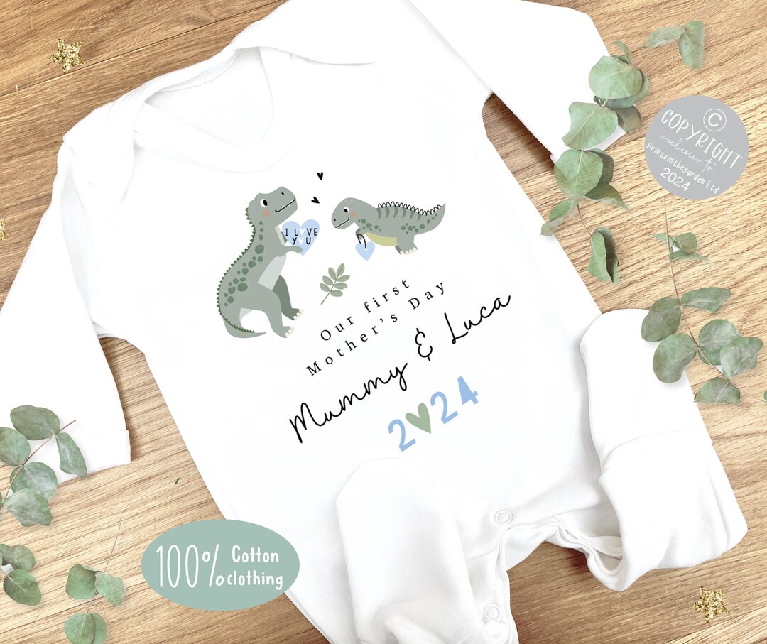 Personalised First Mother's Day Sleepsuit, 1st Mother's Day Baby Grow, Pyjamas, Mother's Day ...