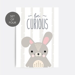 Woodland Nursery Wall Art, Set of 4 Animal Prints, Be Brave Be Kind ...