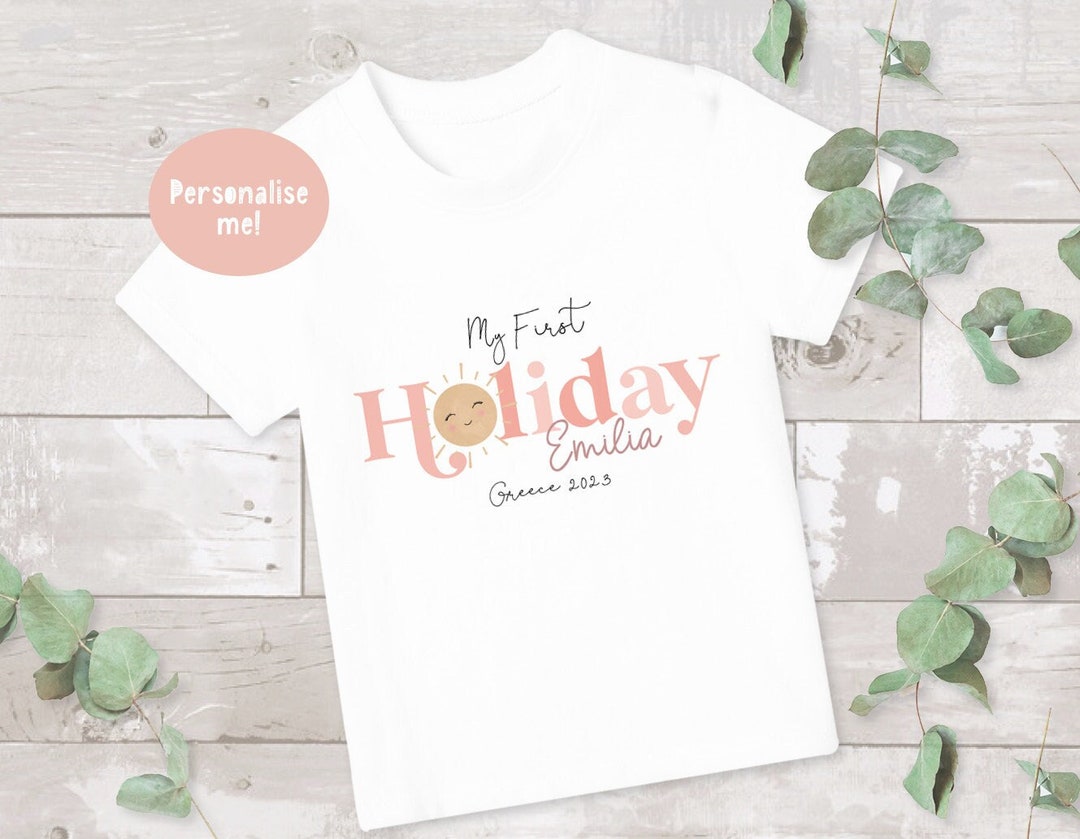 Kids First Holiday T-shirt, Personalised Kids T-shirt, Girls T-shirt ...