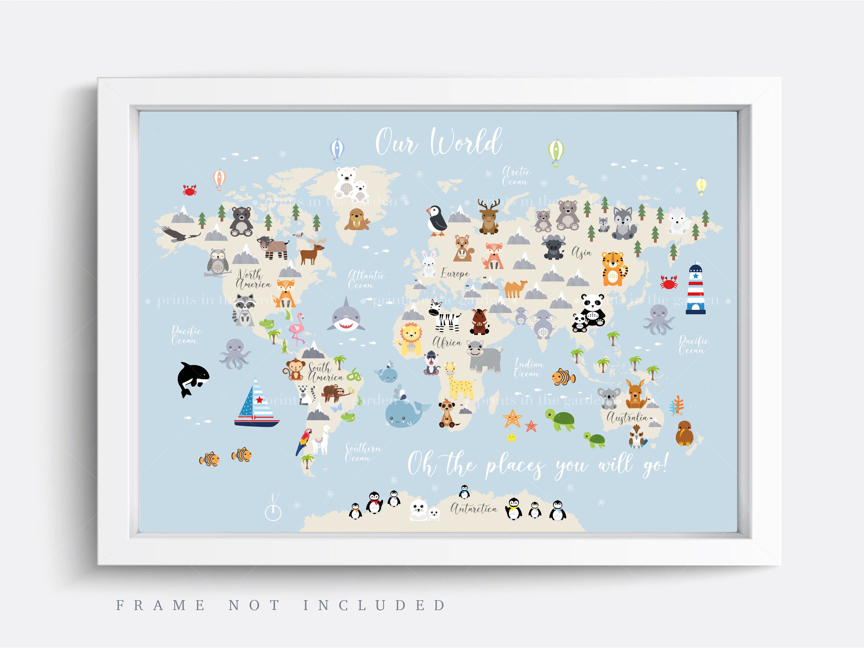 Animal World Map Print: Educational Nursery Decor - Etsy