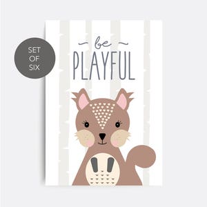 Woodland Nursery Wall Art, Set of 6 Animal Prints, Be Brave Be Kind ...