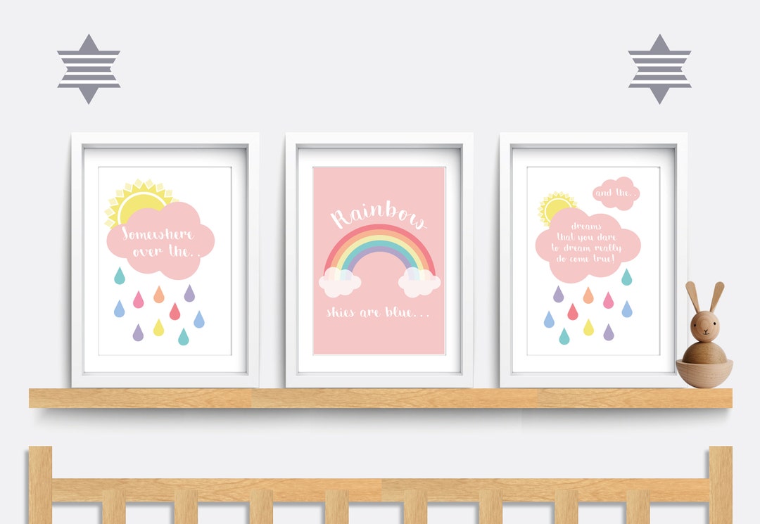 Rainbow Nursery Print Set: 'somewhere Over the Rainbow' Art - Etsy