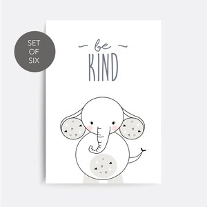 Safari Nursery Wall Art, Set of 6 Wild Animal Prints, Be Brave Be Kind ...