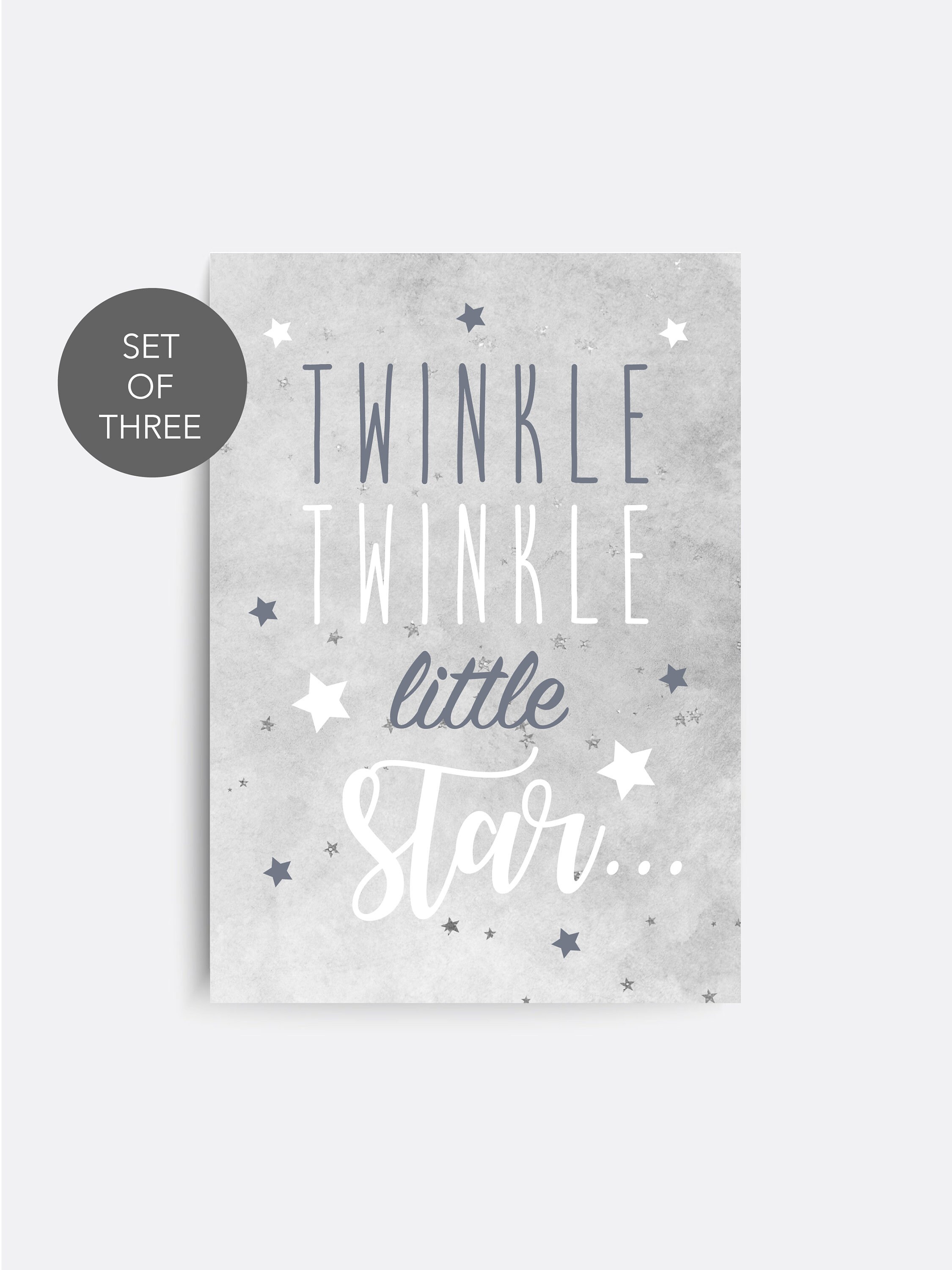 Nursery Wall Art Set of 3 Star Prints Twinkle Twinkle Little - Etsy