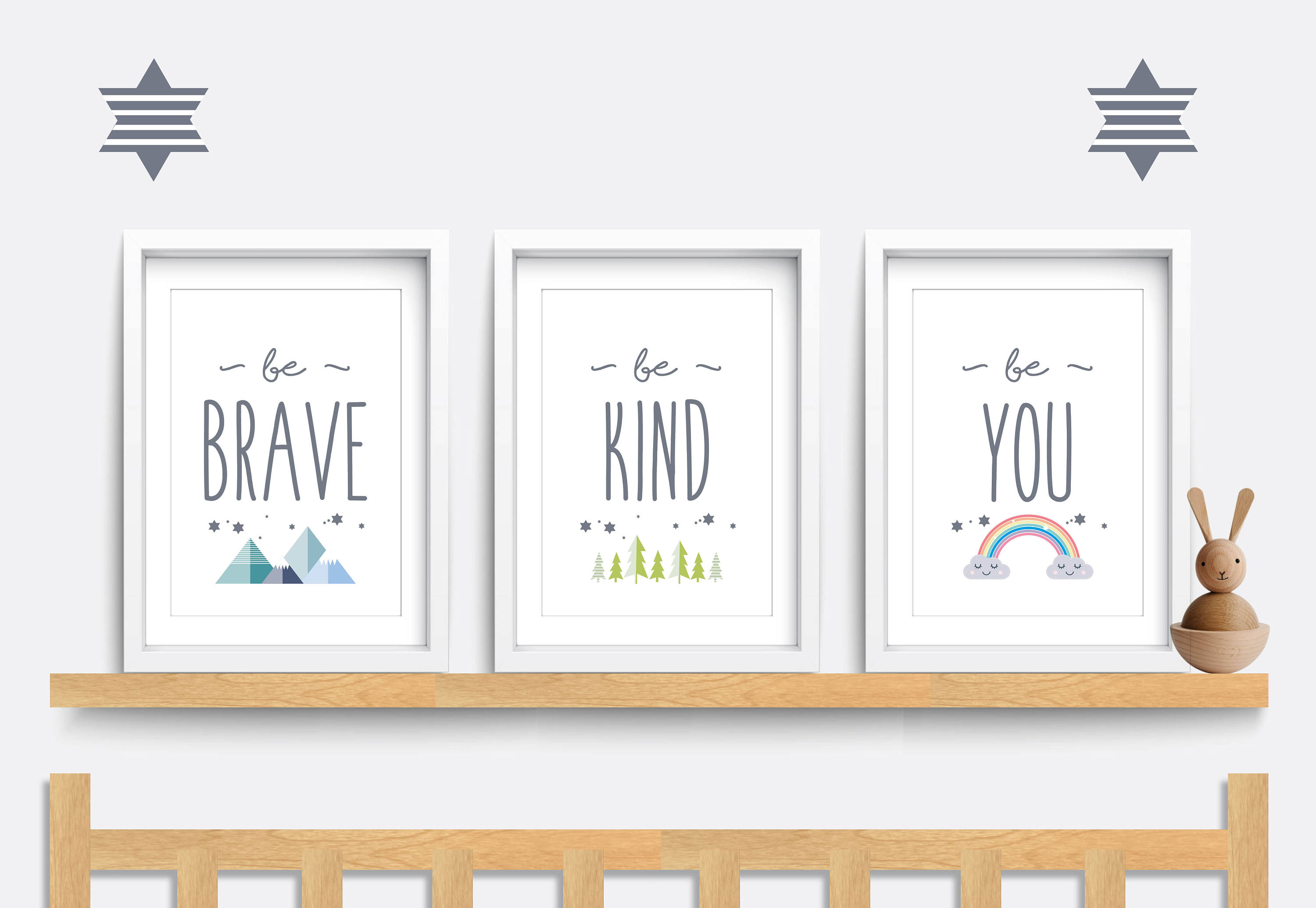 Set of 3 nursery prints Be brave Be kind be you print | Etsy