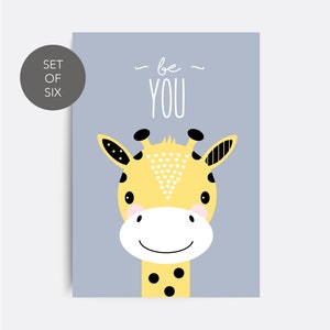 Safari Nursery Wall Art, Set of 6 Wild Animal Prints, Be Brave Be Kind ...