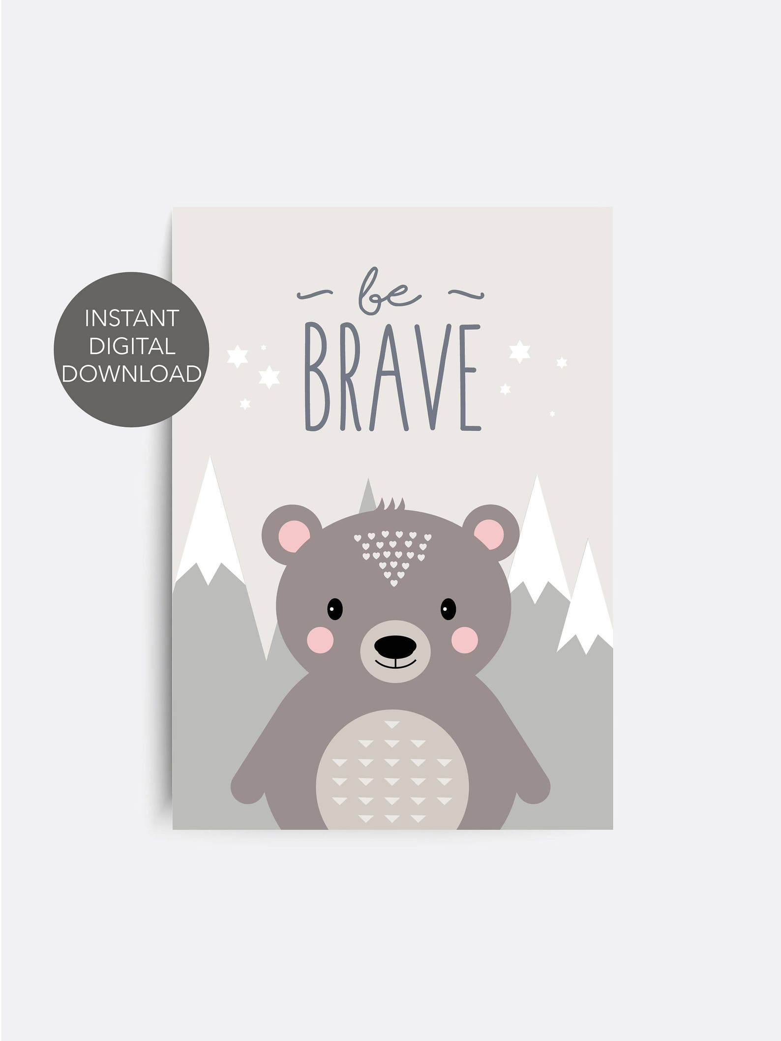 Woodland Nursery Wall Art, Set of 6 Animal Digital Downloads, Be Brave ...