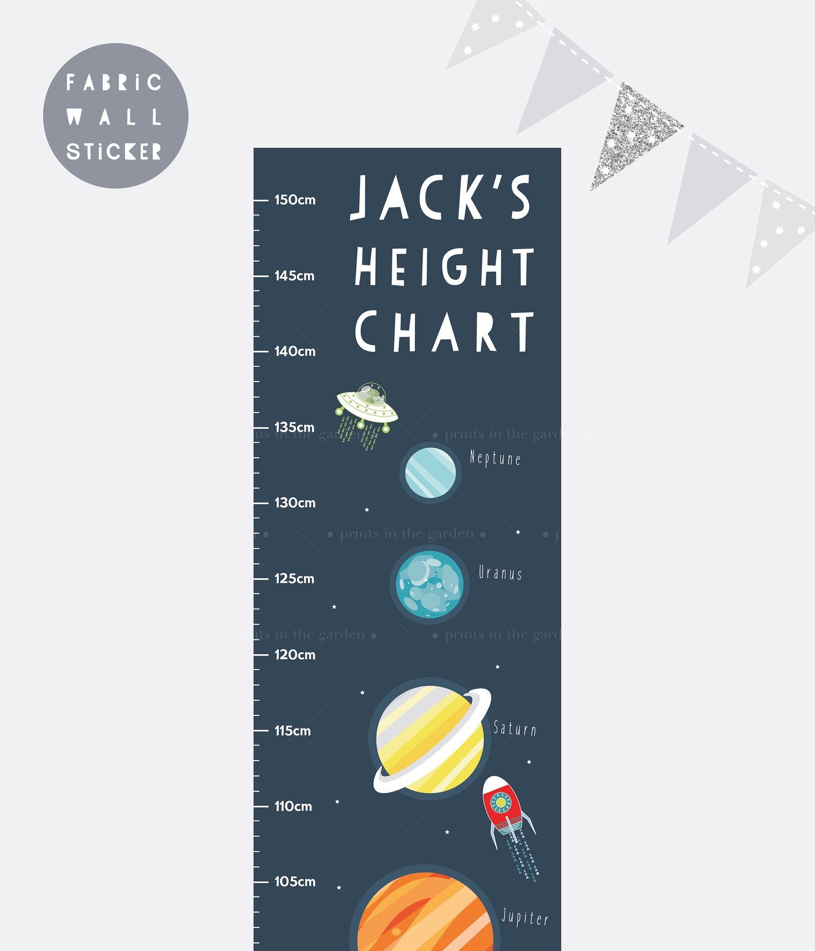 Solar System Height Chart Wall Sticker: Nursery Space Decor - Etsy