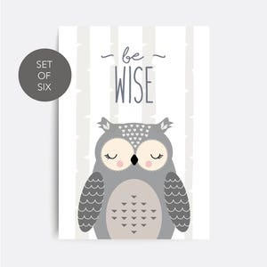 Woodland Nursery Wall Art, Set of 6 Animal Prints, Be Brave Be Kind ...